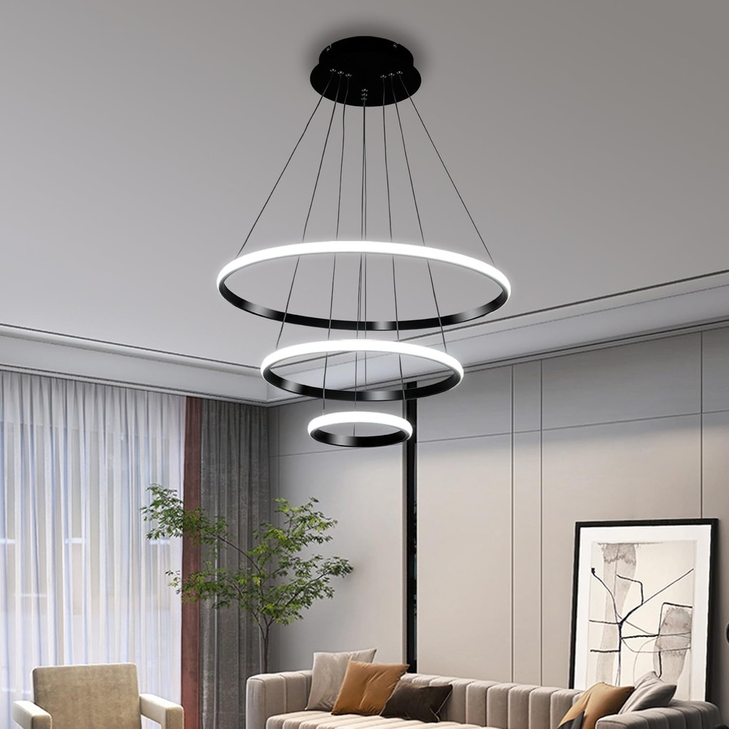 Modern LED Linear Chandeliers Hanging Light Office Kitchen Pendant ...