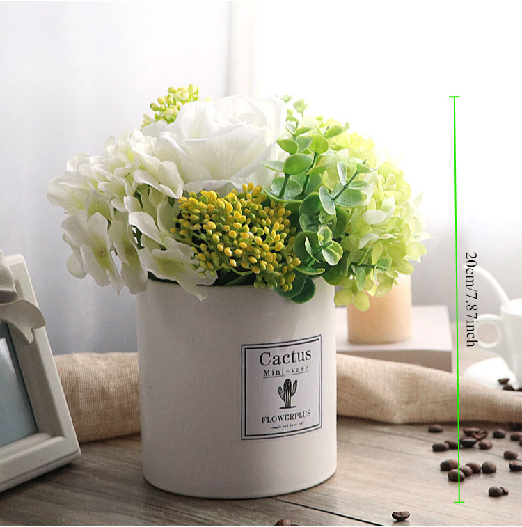 Artificial White Hydrangea Rose, Fake Flower Bouquet Arrangement in ...