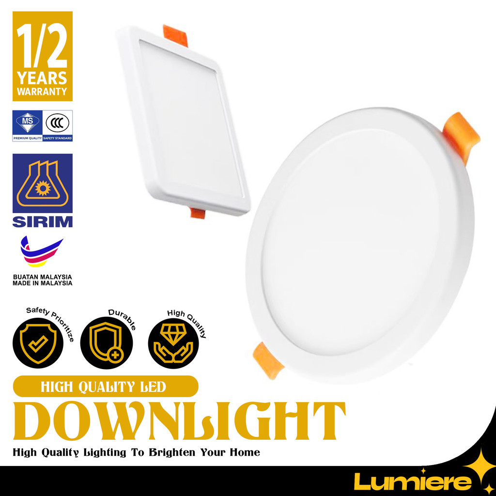 Round Square LED Downlight SIRIM Lampu Down Light Bulb Siling Ceiling ...