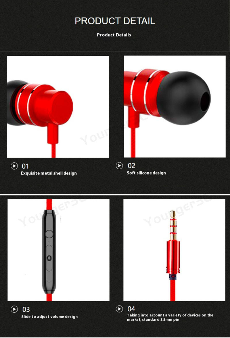 Noise Cancellation Metal Wired Earphones,Heavy Bass In Ear Headsets ...