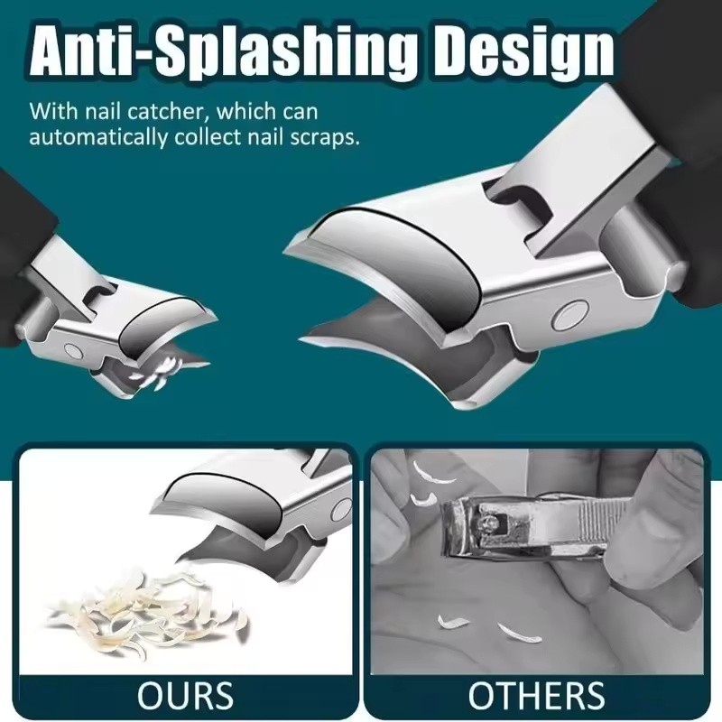 Slanted Nail Clippers Wide Jaw Opening Anti-Splash Nail Clipper Cutter ...