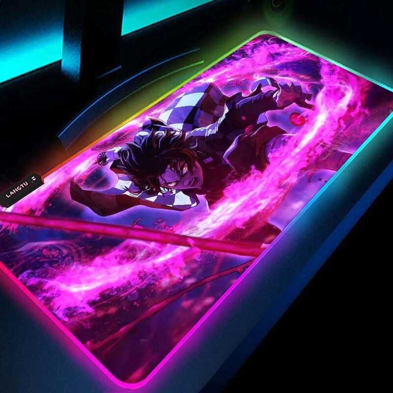 Demon Slayer Mouse Pad Pc Rgb Anime Rug Setup Gamer Accessories Gaming ...
