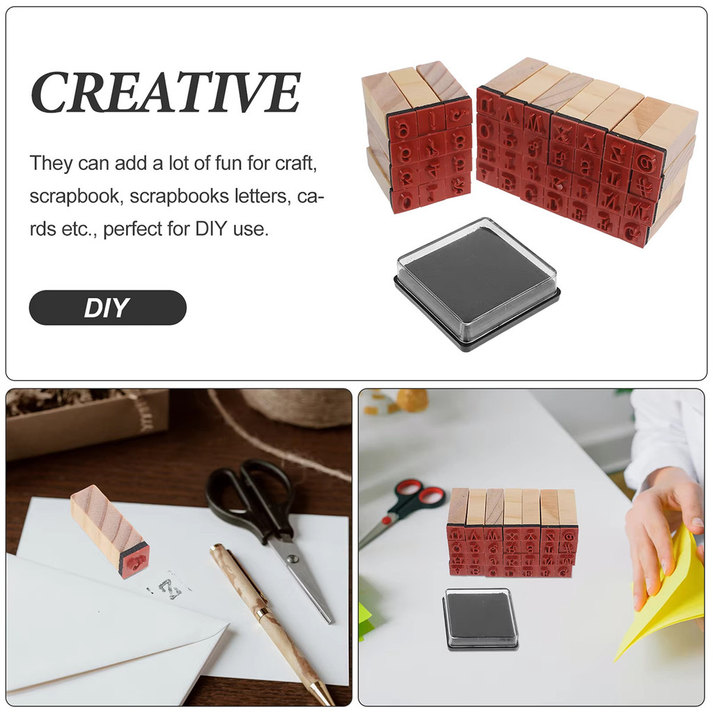 40Pcs/set Letter Stamping Kit Vintage Alphabet Symbols Wooden Rubber ...