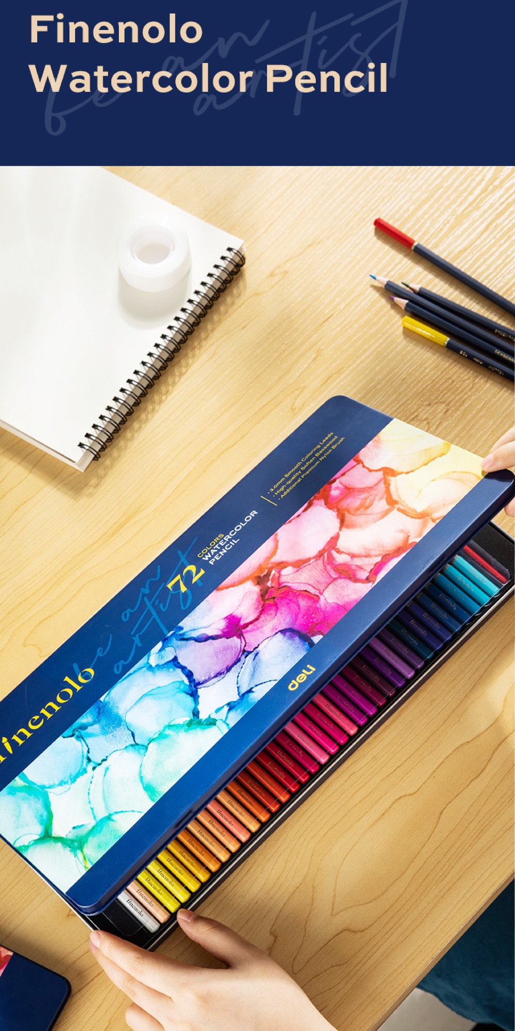 Deli Finenolo Water-Soluble Colour Pencil Lead Pensel Watercolour ...