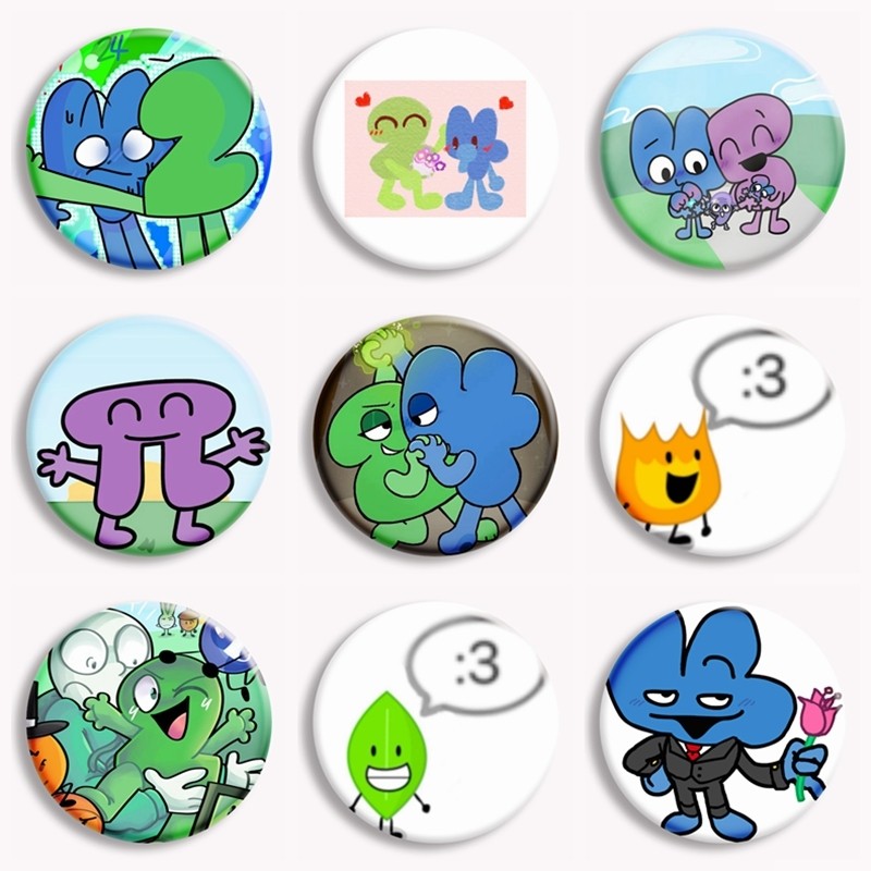 Bfb Four And X wer Coiny Two Leafy Funny Button Pin Cute Number Cartoon ...