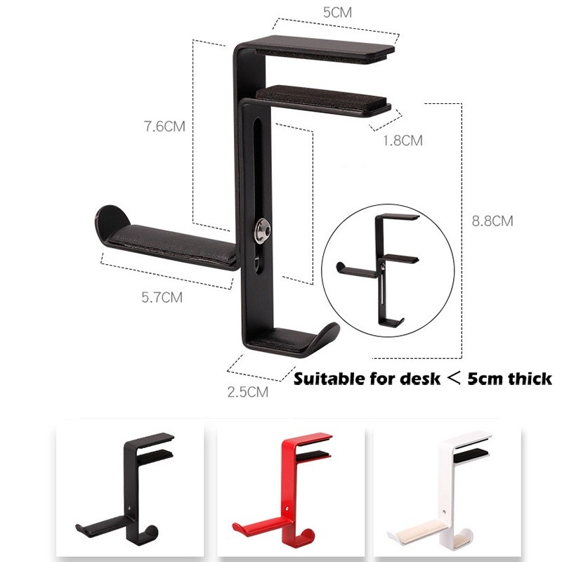 ArgoG Universal Headphone Hanger PC Gaming Headphone Stand Clip-On Desk ...