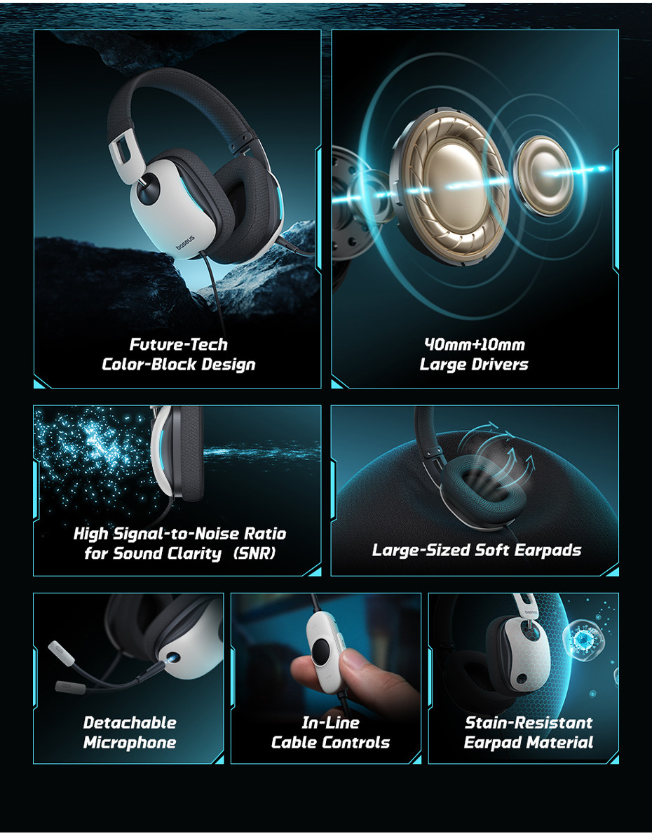 Baseus GoPlay 1+ Max Gaming Wired Headphones With Mic 7.1 Virtual ...