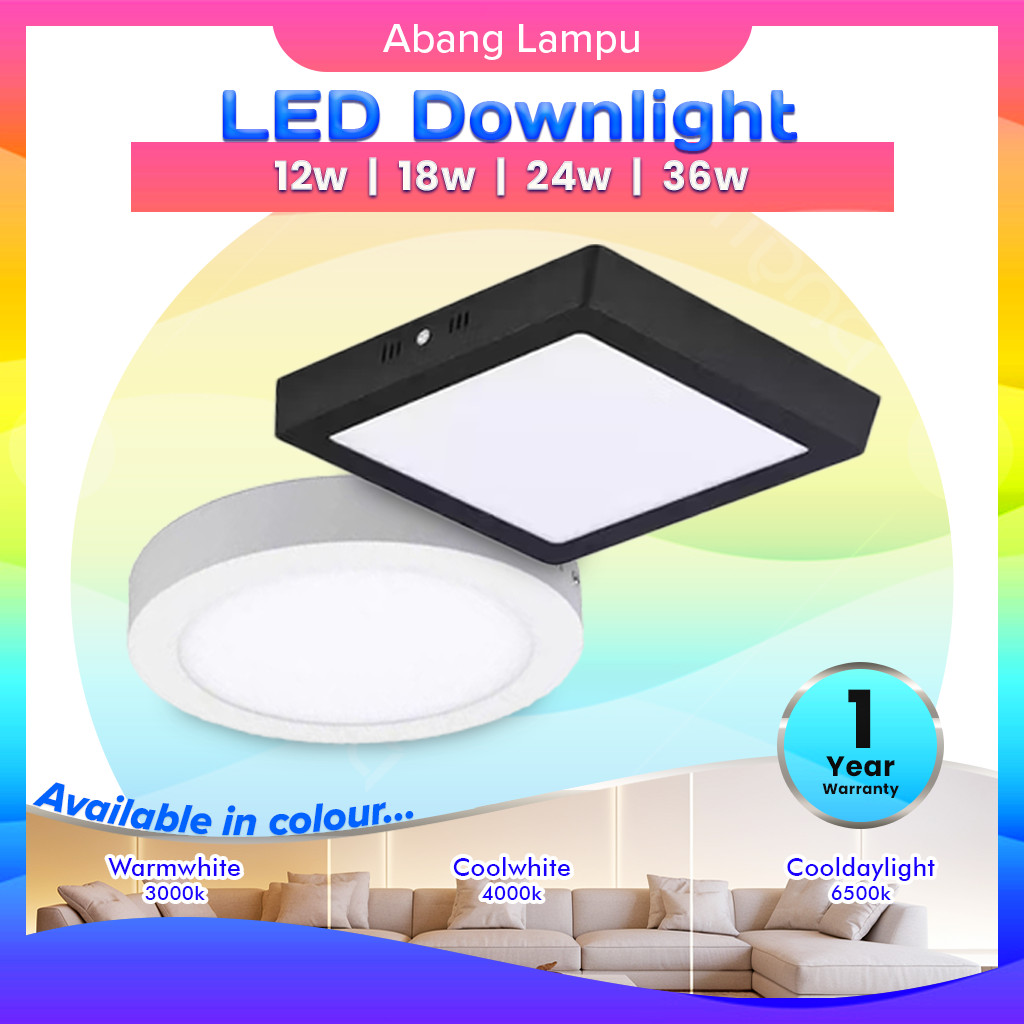 12w/18w/24w LED Surface Downlight White Frame Black Frame Ceiling Light ...