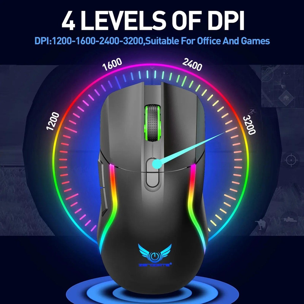 Wireless Mouse 2.4G RGB Mouse Esports Gaming Mouse 3200DPI 8 Buttons ...