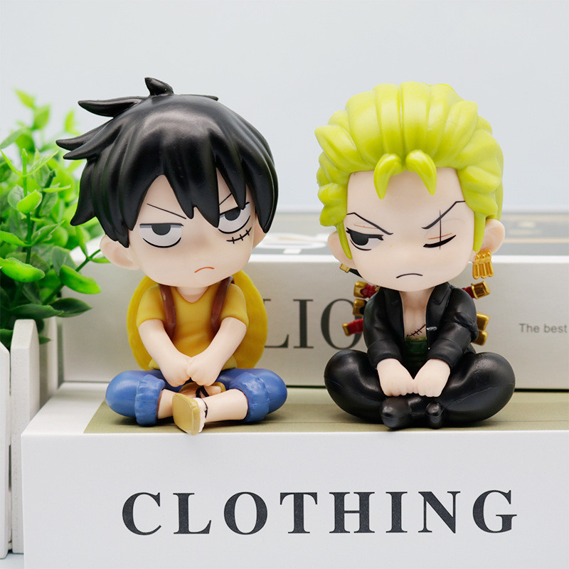 One Piece Anime Figure Sitting Laughing Luffy Action Figures Kawaii ...