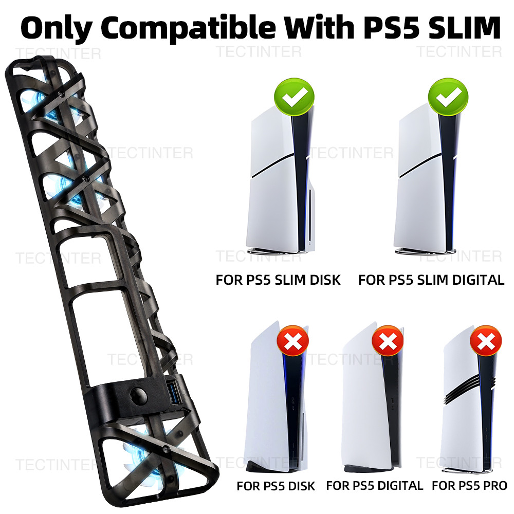 Cooler Fan with USB 3.0 Port - Cooling System for PS5 Slim Disc/Digital ...