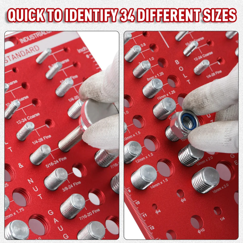 34PCS Screw Nut & Bolt Thread Checker W/ 15 Metric & 19 Standard Append ...