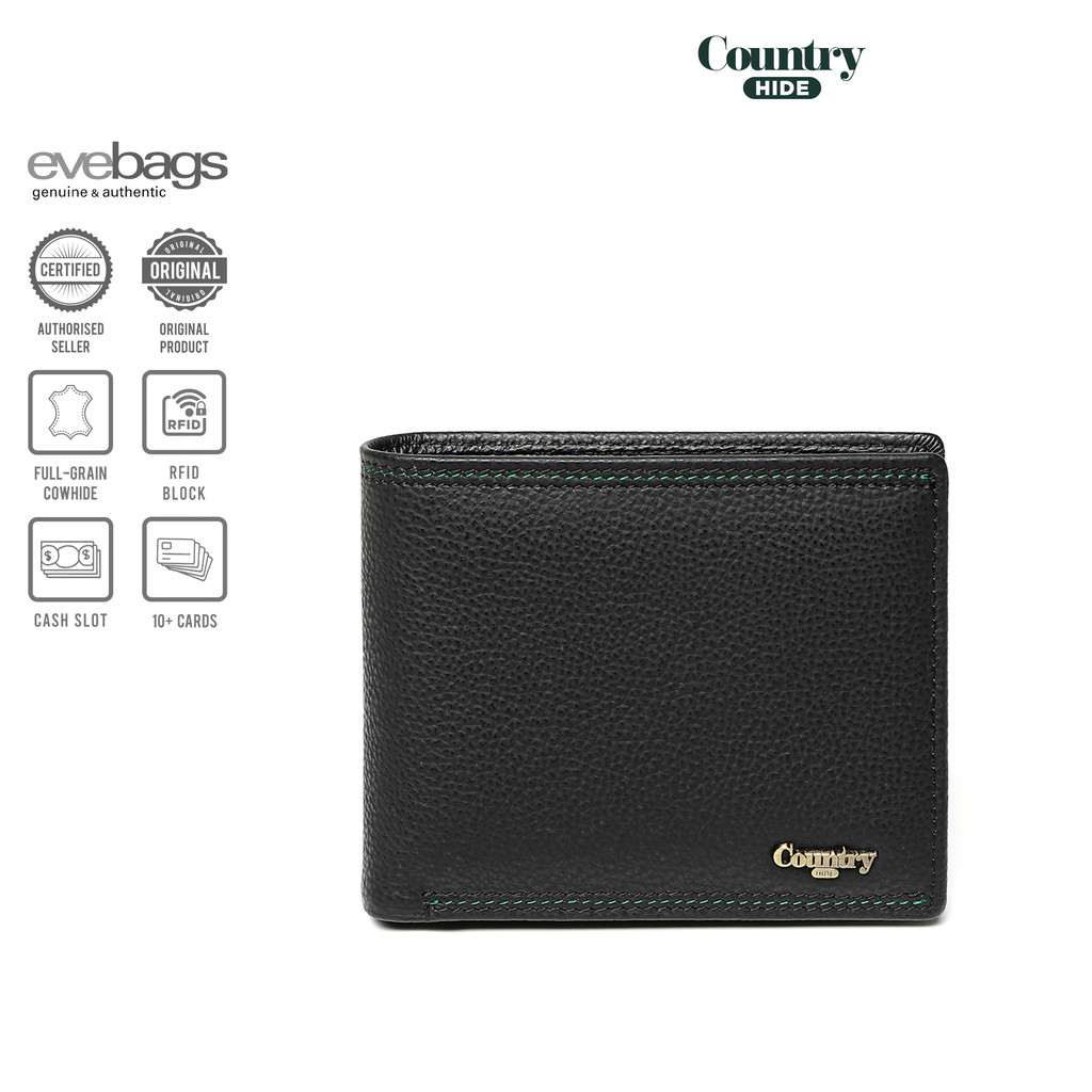COUNTRY HIDE METRO Full Grain Cowhide RFID BLOCKING Bi-Fold Basic Short ...