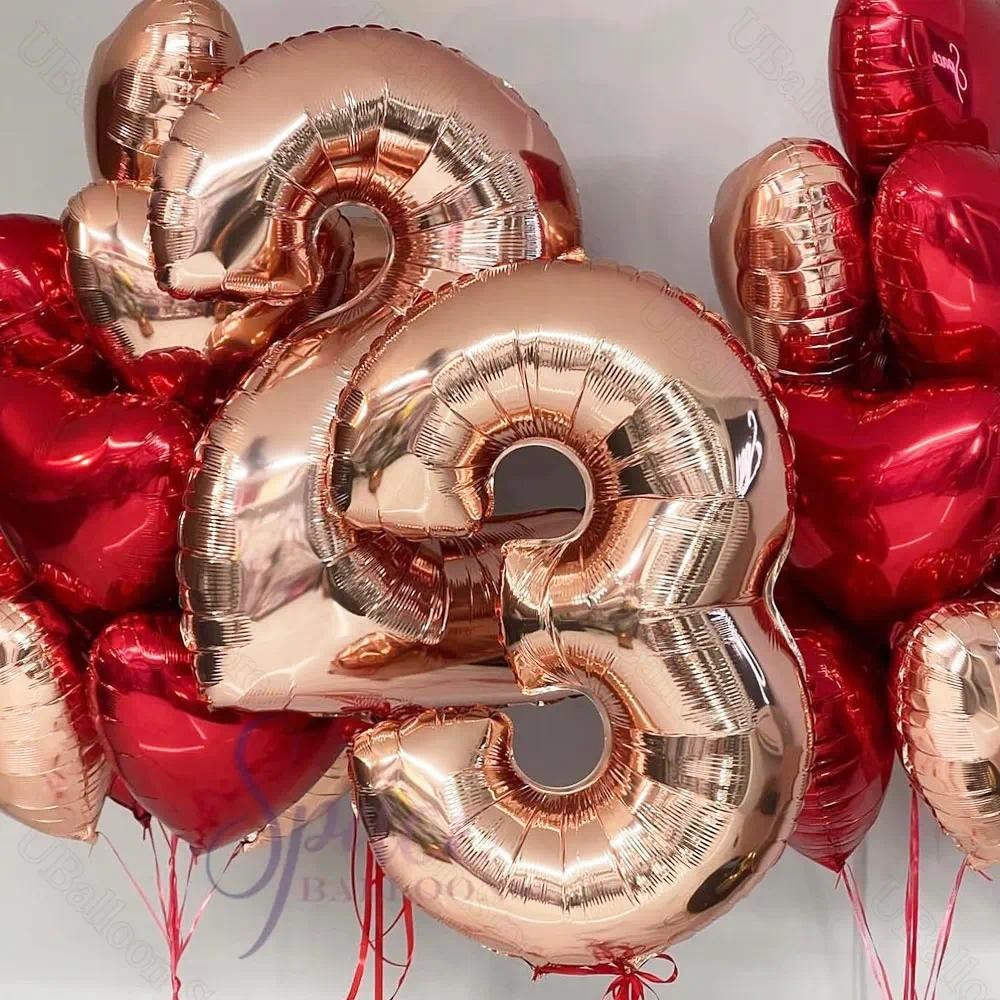 Rose Gold Number Balloons 32/40Inch Large Size Metal Rose Gold Digit ...