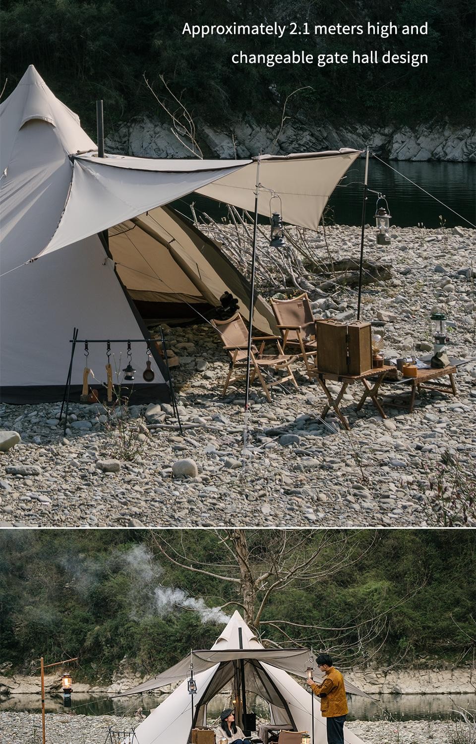 Naturehike Outdoor Camping Large Pyramid Tent UPF 50+ Tent Waterproof ...