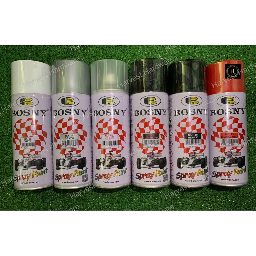 in stock 'BOSNY' 100% Acrylic Spray Paint ORIGINAL (WHITE/SILVER/CLEAR ...
