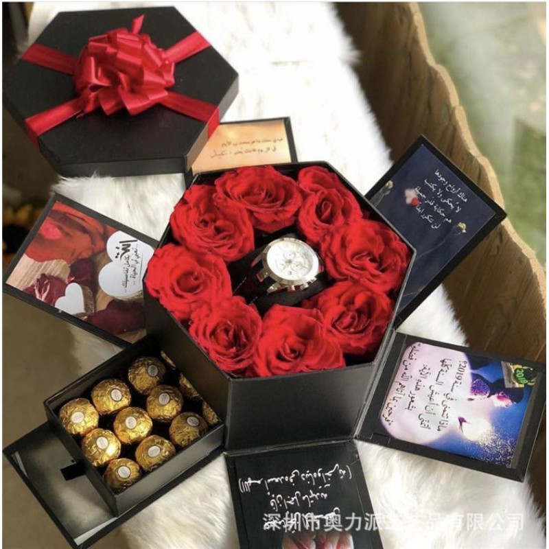 in stock Hexagon Surprise Box Good Quality Side Drop Gift Box Exploding ...