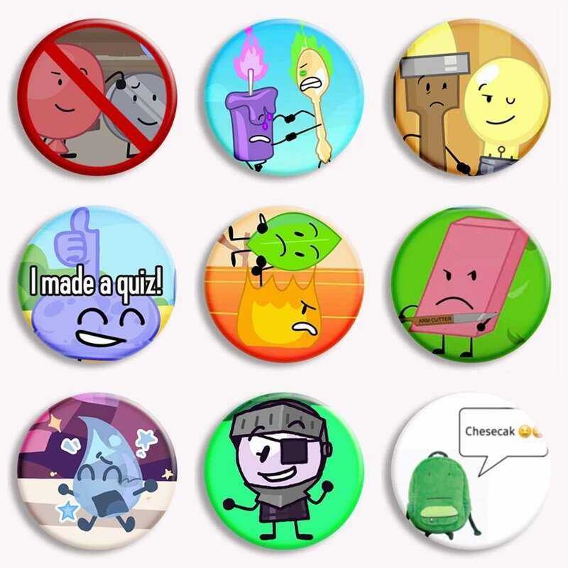 Inanimate Insanity Lightbulb Baseball Anime Button Pin BFDI Knife ...
