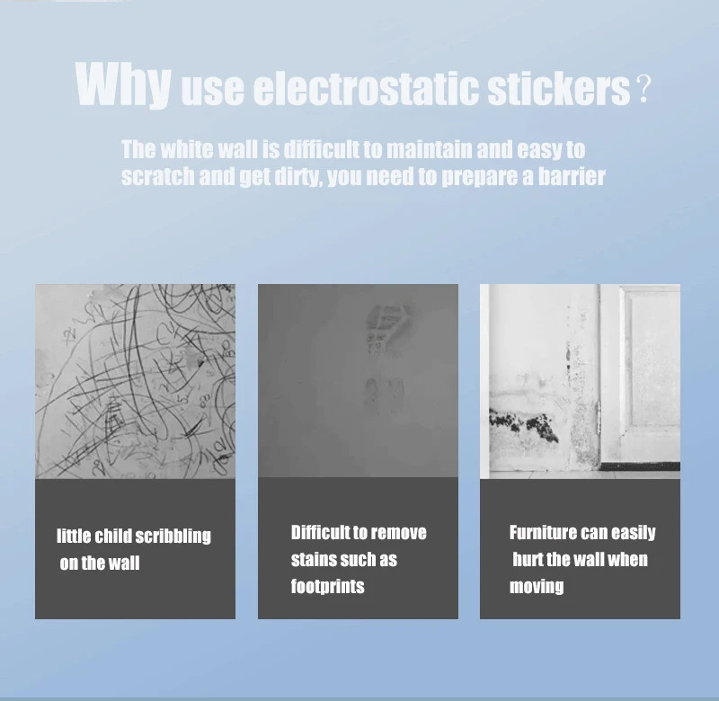 Electrostatic HD Transparent Protective Film Stickers Latex Paint Wall ...