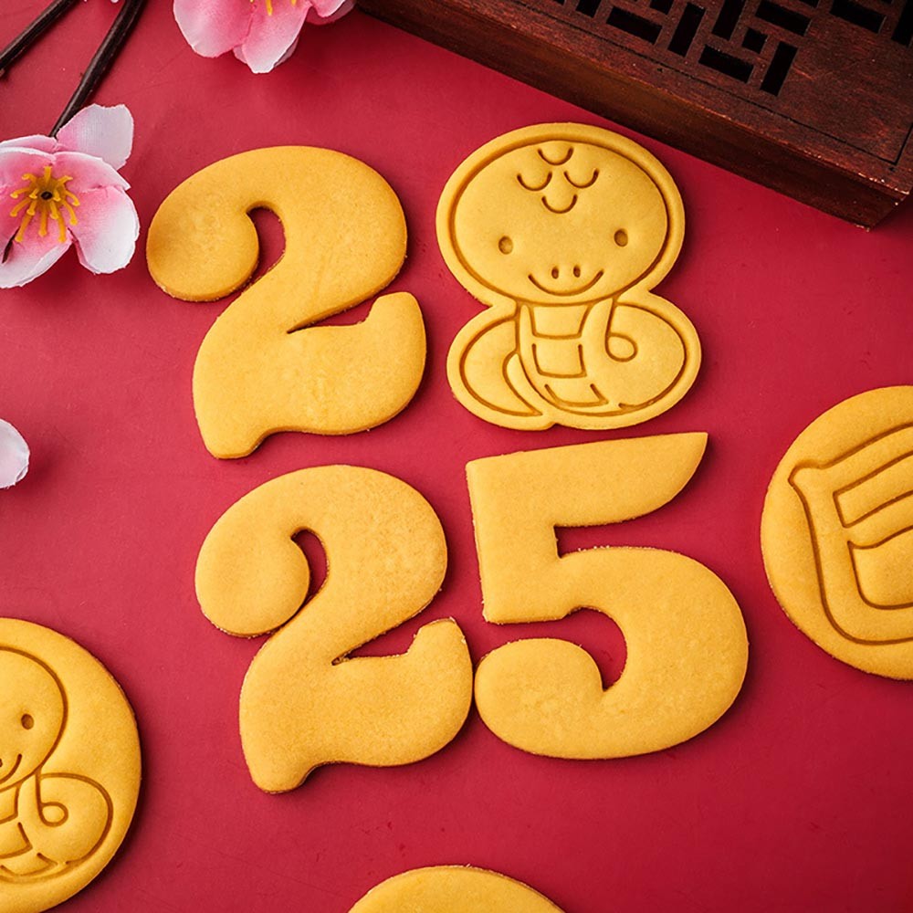 7pcs/set 2025 Year of The Snake 3D Cookie Molds Fondant Cutter DIY ...