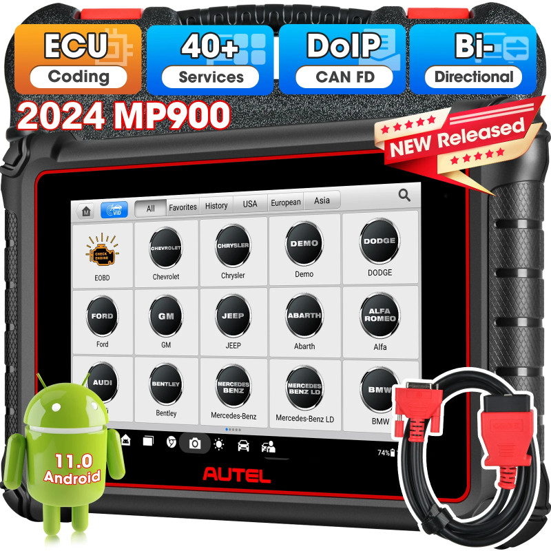 Autel MaxiPRO MP900 Car Diagnostics Tools ECU Coding Bi-Directional Scanner CAN FD/DoIP Pre&Post ...