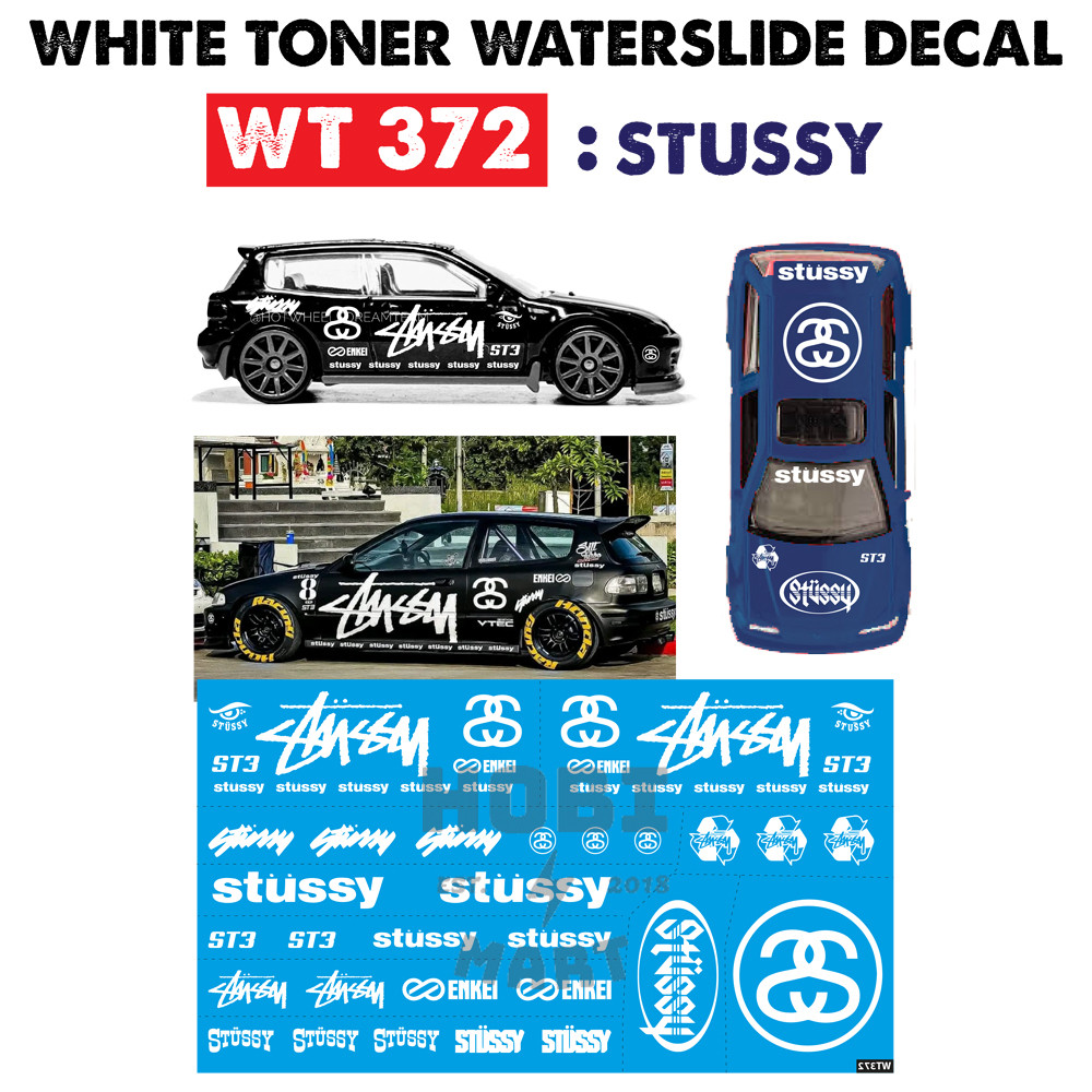 STUSSY Decals Hotwheels Tomica 1:64 diecast custom white toner ...