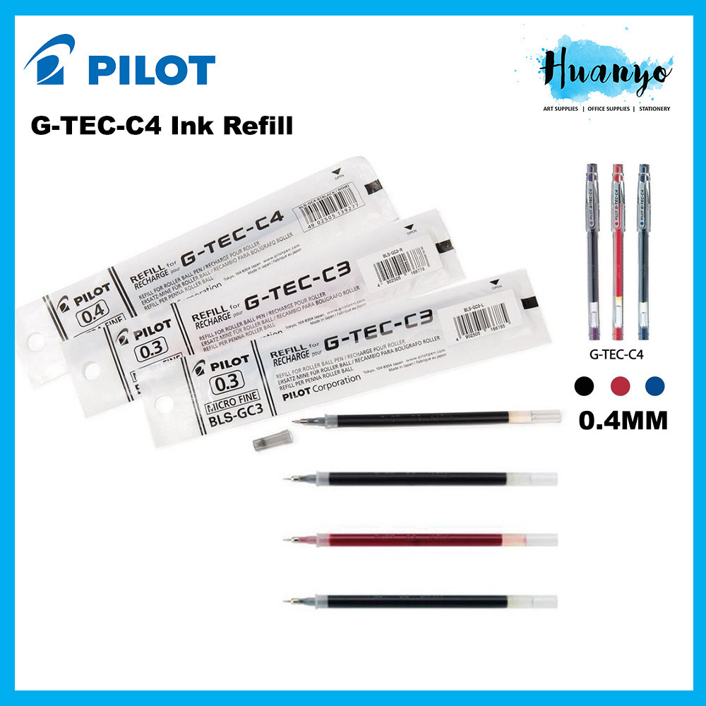 Pilot Pen G-TEC-C Ink Refill Gel Pen 0.4mm (Black/Blue/Red Colour Ink ...