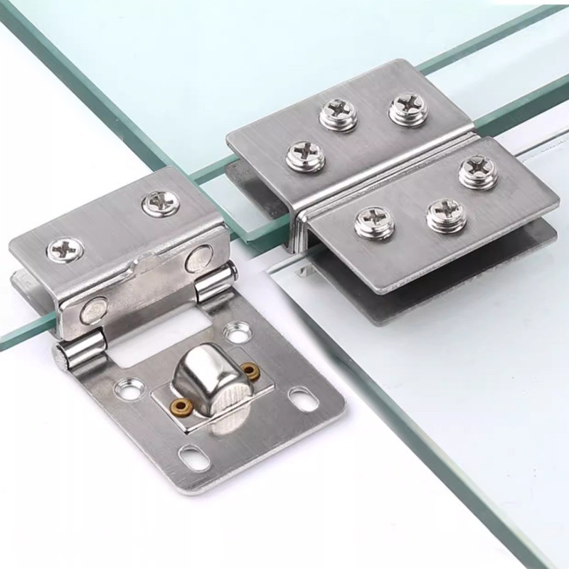 Single/Double Sided Glass Door Hinges Non Perforated Stainless Steel ...