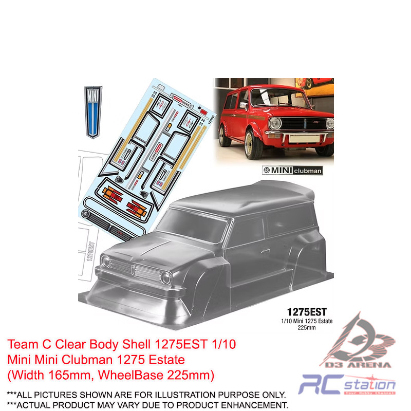 Team C Clear Body Shell 1275EST 1/10 Mini Mini Clubman 1275 Estate ...