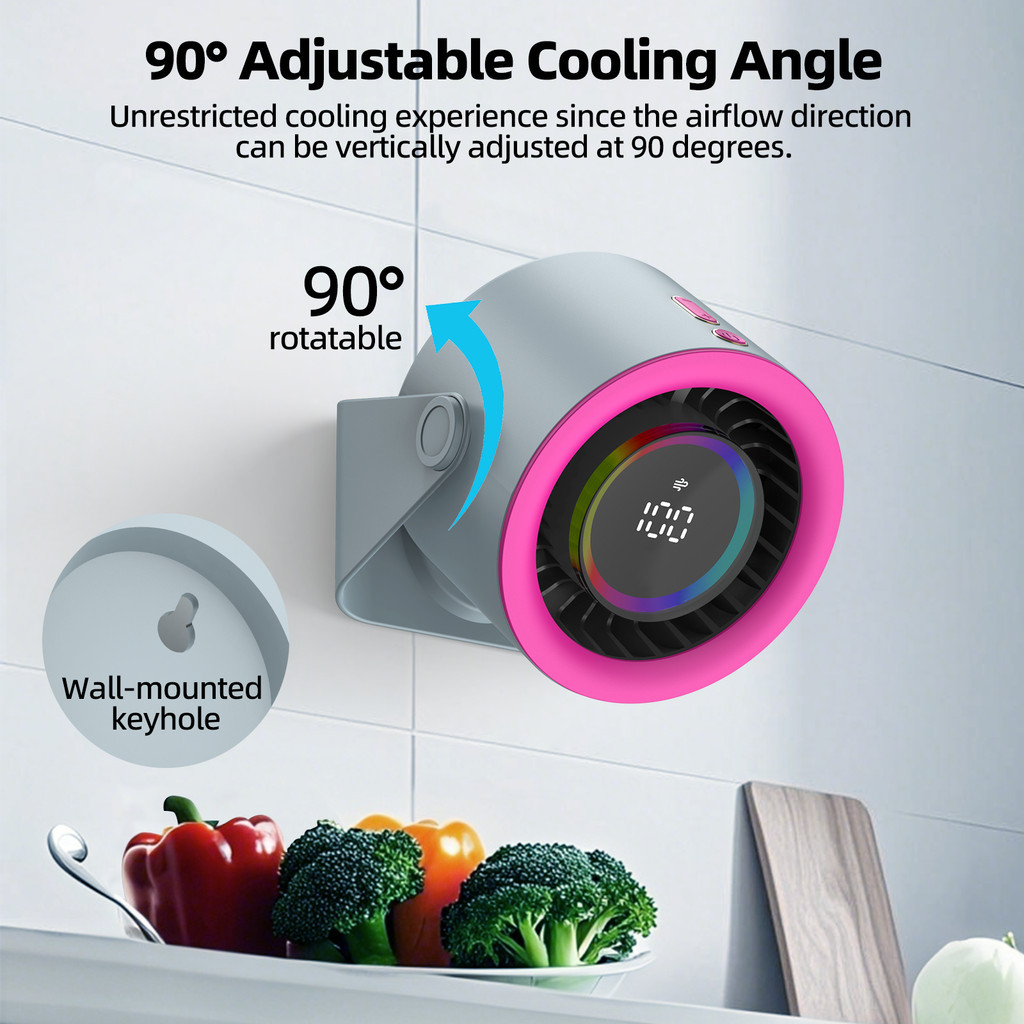 GOOJODOQ 2025 New High Speed Desktop Fan 100 Speed Digital LED Display ...