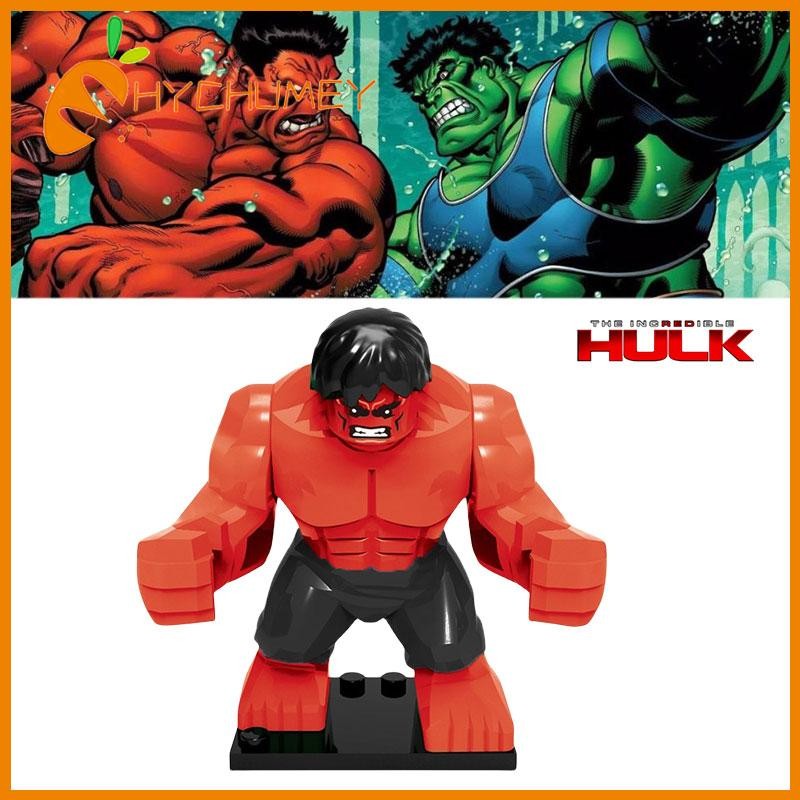 Red Super Hulk Hero Building Blocks Small Particle Boy Construction Set ...