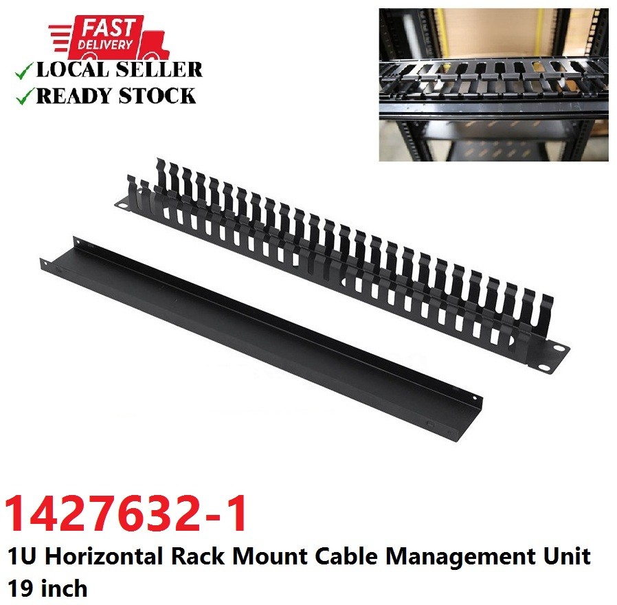 1U Horizontal Rack Mount Cable Management Unit 19inch (1427632-1 ...