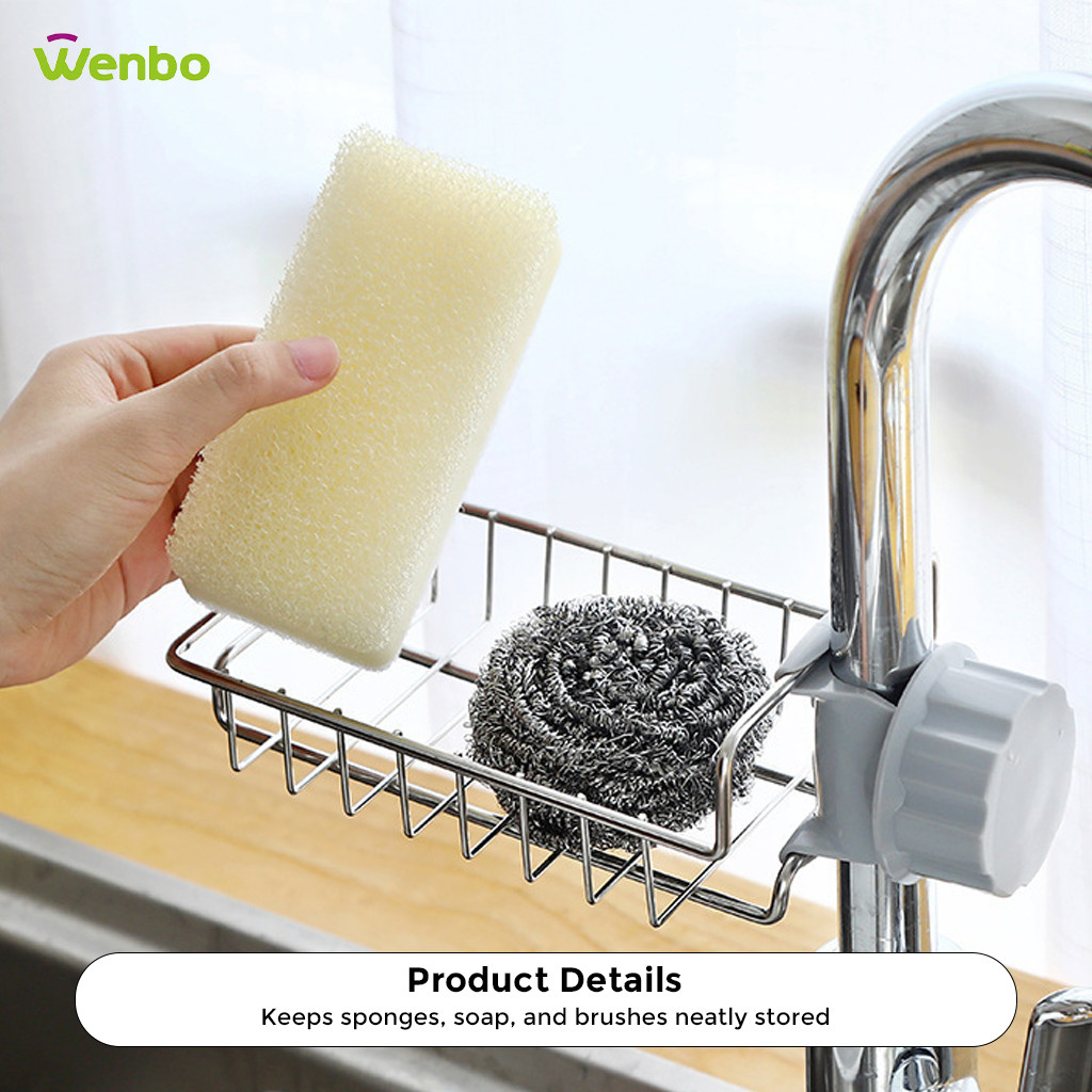 Wenbo Rak Dapur Kitchen Stainless Steel Faucet Storage Adjustable Sink ...