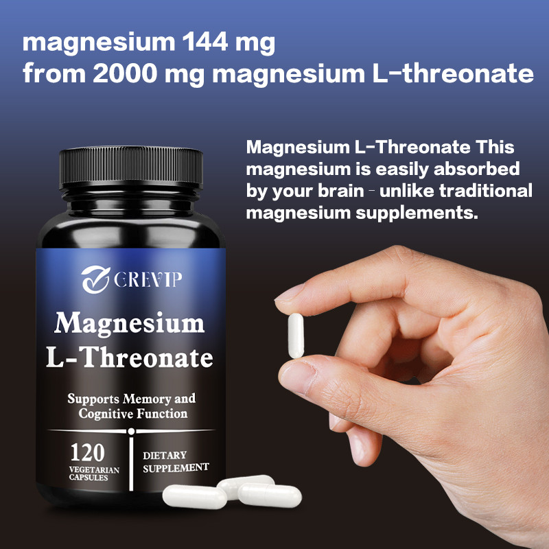 GREVIP Magnesium L-Threonate 2000 mg - Brain Health, Memory, Focus ...