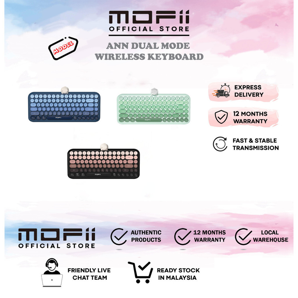 MOFII ANN Wireless Keyboard Dual Mode Bluetooth PC/Office Laptop ...