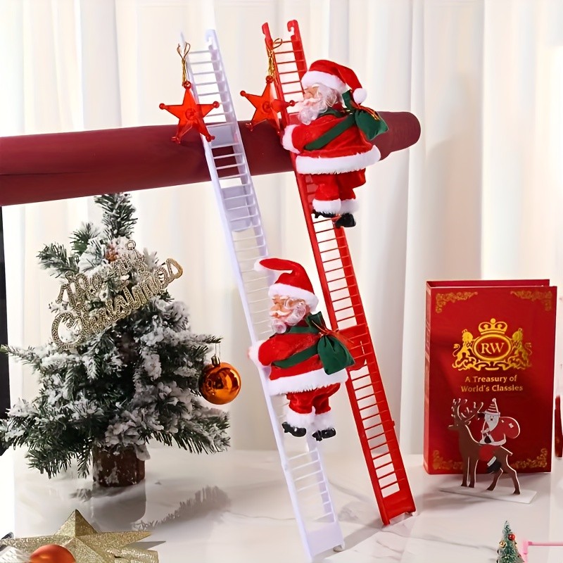 1pc Electric Santa Climbing Ladder Climbing Up And Down Santa Claus On ...