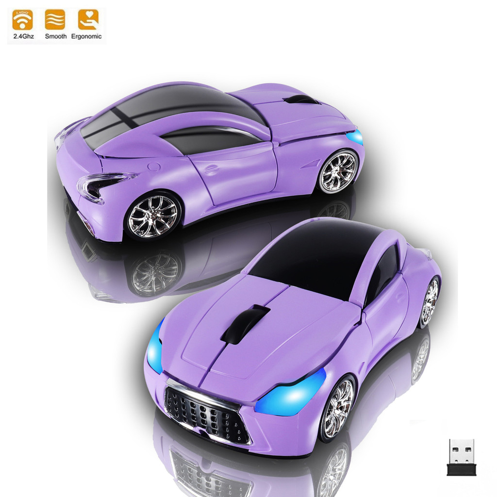Sports Car Wireless Mouse Ergonomic with USB Receiver Battery Optical ...