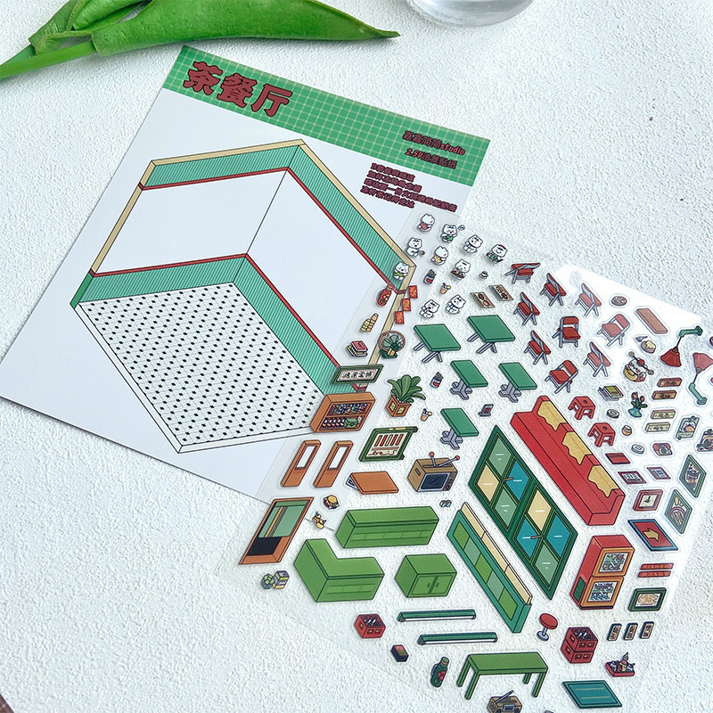Idako 3D Sticker Miniature 3D Storage Landscaping Sticker DIY Korean ...