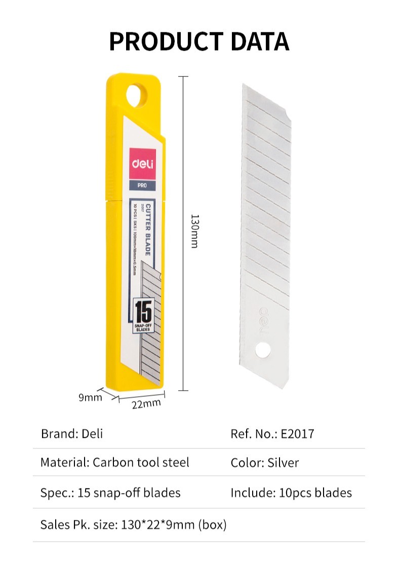 Deli Cutter Blade Utility Knife 15 Snap-Off Blades Hard Steel Mata ...