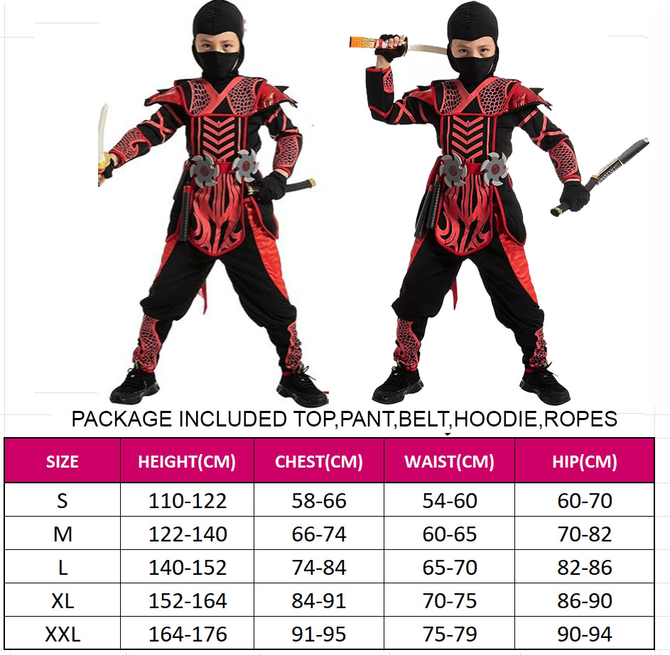 MYLITTLELASS Children Dragon Ninja Japanese Red Black Gold Ninja Dress ...