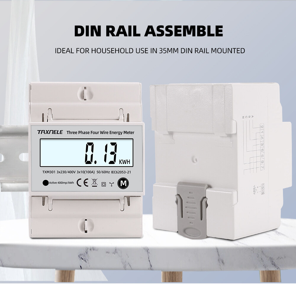 3 Phase Bidirectional Energy Meter Multifunction AC 380V KWH Voltage ...