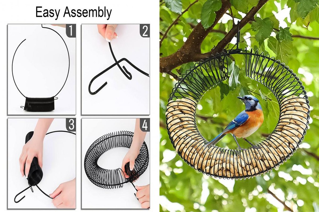 cowboy| Wild Bird Feeder Spring Coil Bird Feeder Capacity Hanging Bird ...