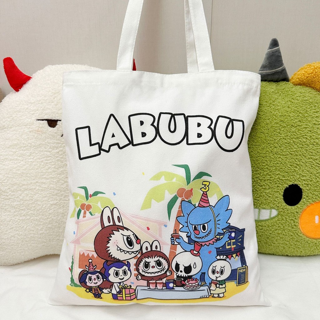 Labubu Canvas Bag Cute Labubu daily bag Student bag Tote bag Casual ...