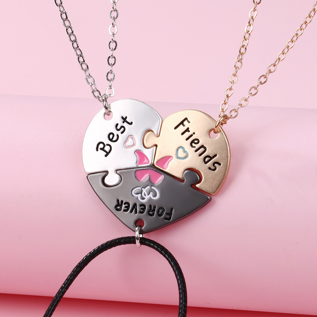 3Pcs Love Splicing Letter Necklace Best Friends Forever Fashion Pendant ...