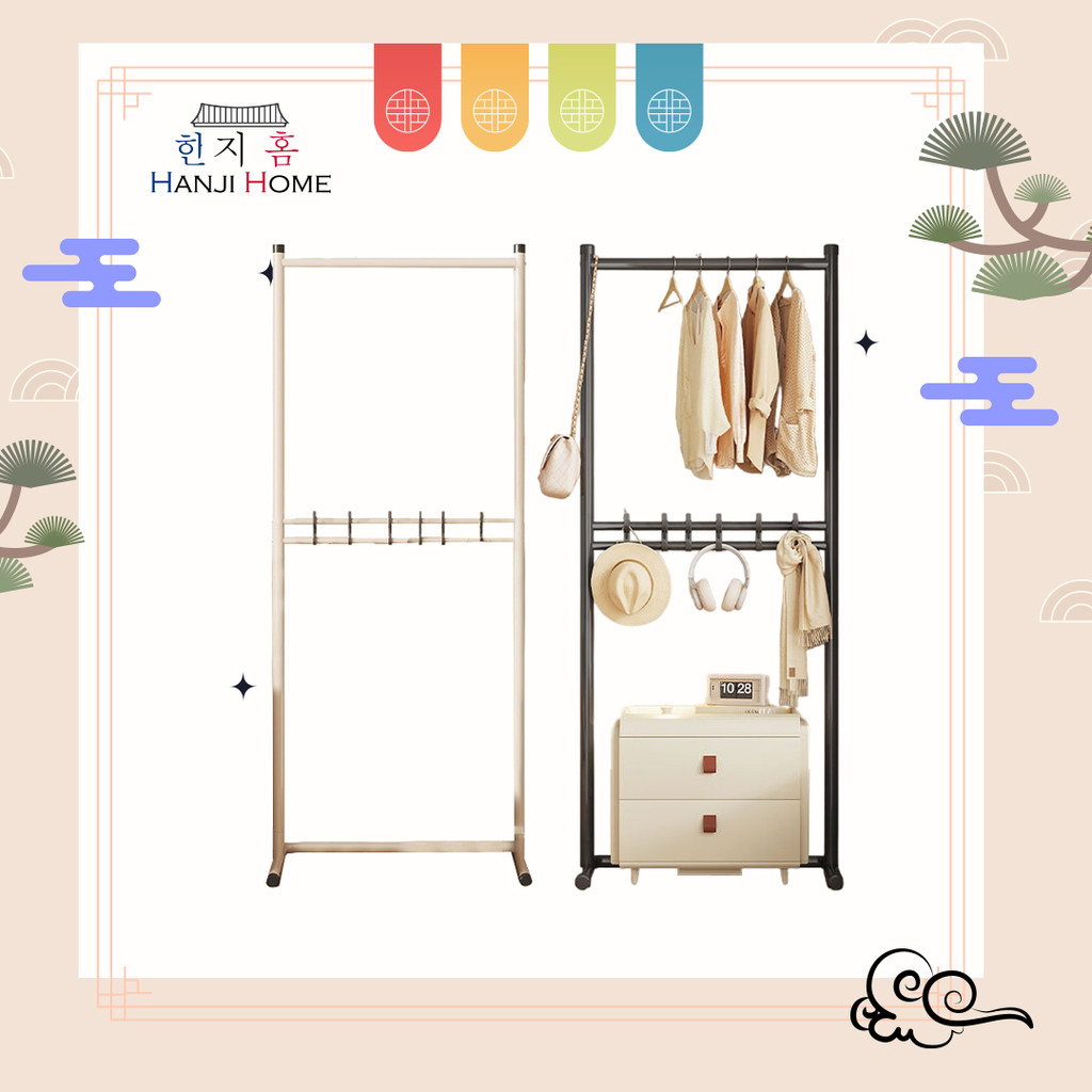 Hanji Rounded Corners Rack Double Layer Steel Rack Rak Baju Besi ...