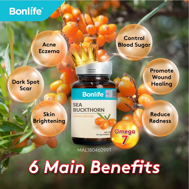 Bonlife Sea Buckthorn Omega 3,6,7,9 Vitamin A Eye Skin Health Blood ...