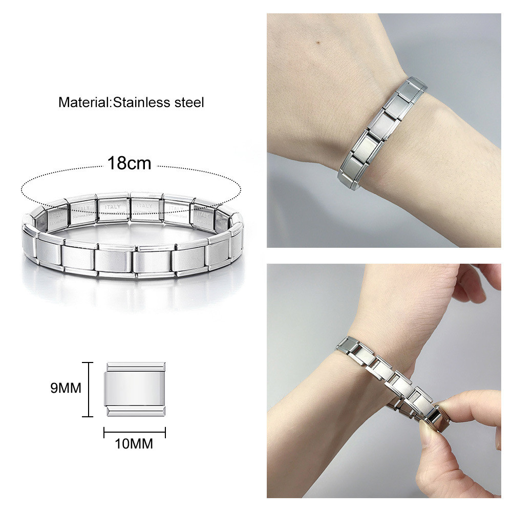 New Stainless Steel Date Italian Module Bracelet Laser Engraved ...