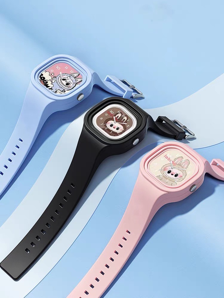 Labubu Square dial quartz watch Cute cartoon Labubu Round disk watch ...