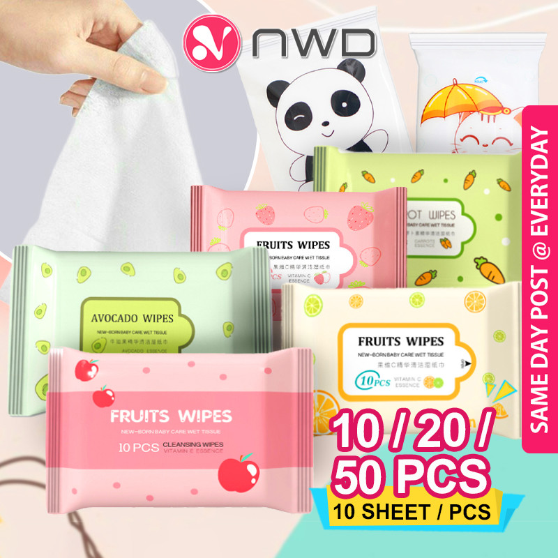 𝗠𝗨𝗟𝗧𝗜 𝗣𝗔𝗖𝗞 》10/20/50pcs Baby Wipes Wet Tissue Mini Travel Unflavor Tisu ...