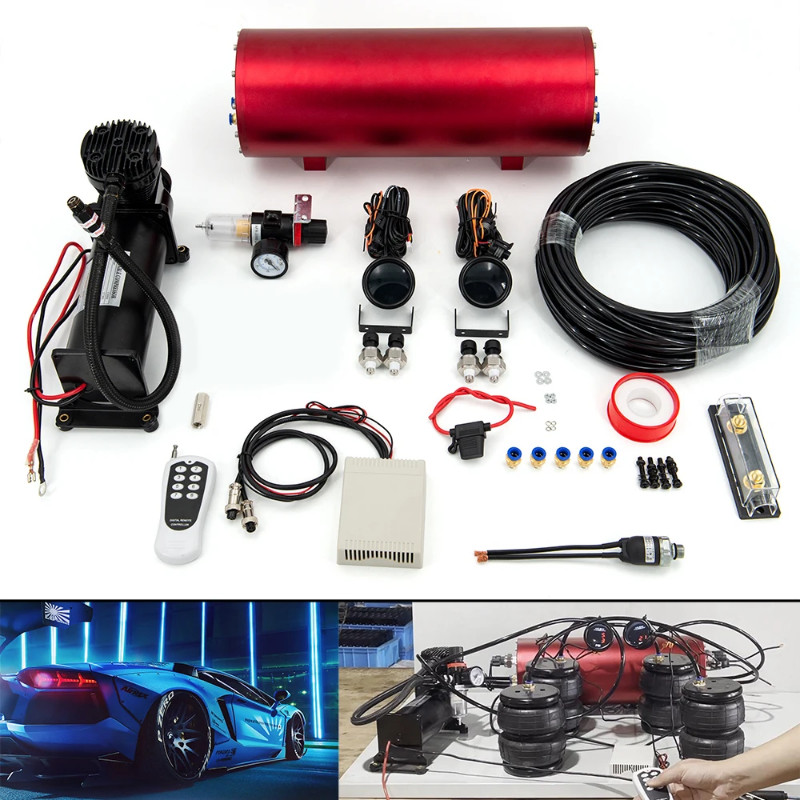 Integrated Air Ride Suspension System Kit with Air Tank ,Air Compressor ...